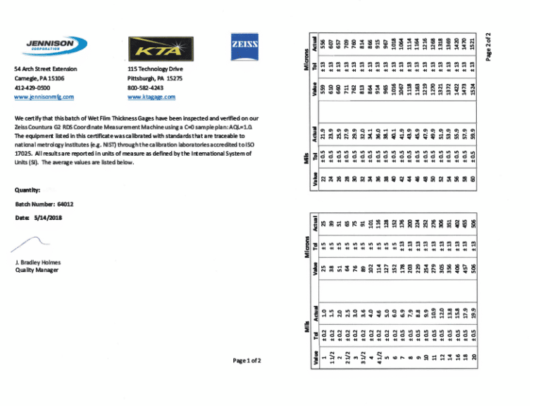 Wet Film Thickness Gauge | WFT Gauge | KTAGage